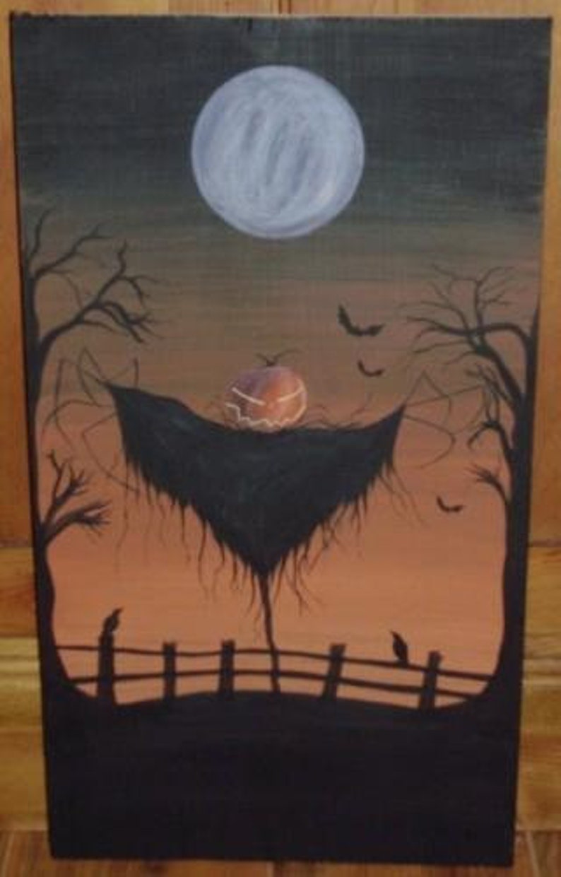 Primitive Sleepy Hollow Sign Painting Scarecrow Headless Horseman New ...