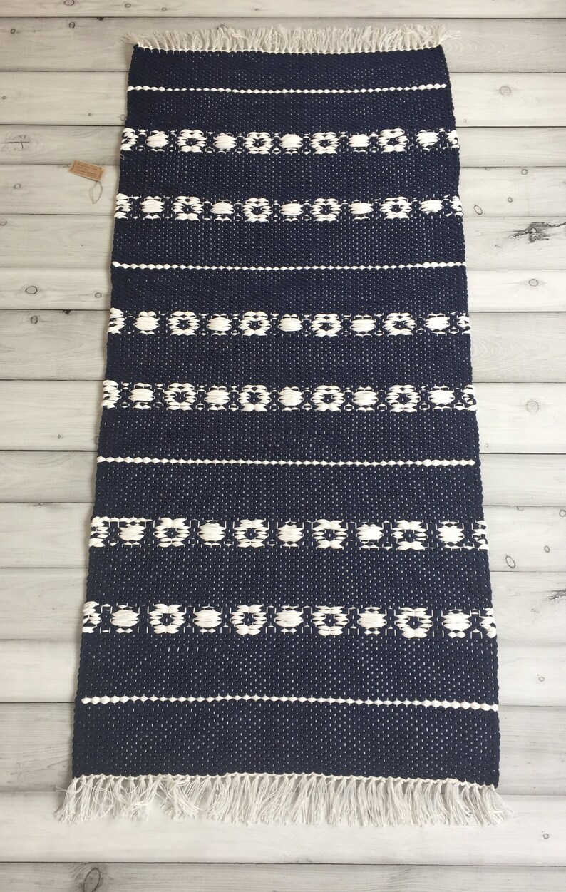 Dark Navy Rug Kitchen Runner Rug Scandinavian Rug Handwoven - Etsy