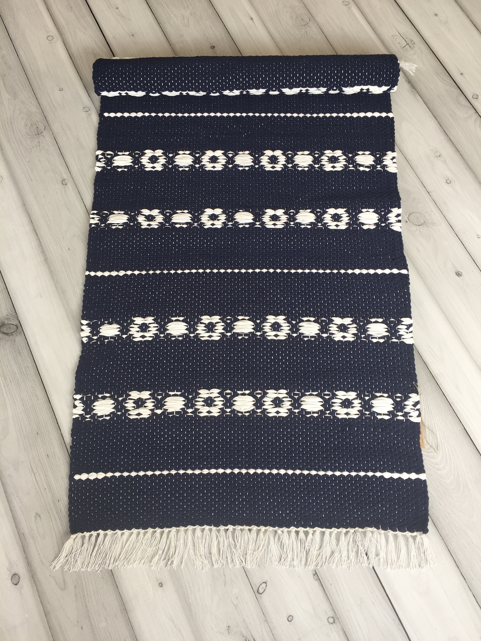 Dark Navy Rug Kitchen Runner Rug Scandinavian Rug Handwoven - Etsy