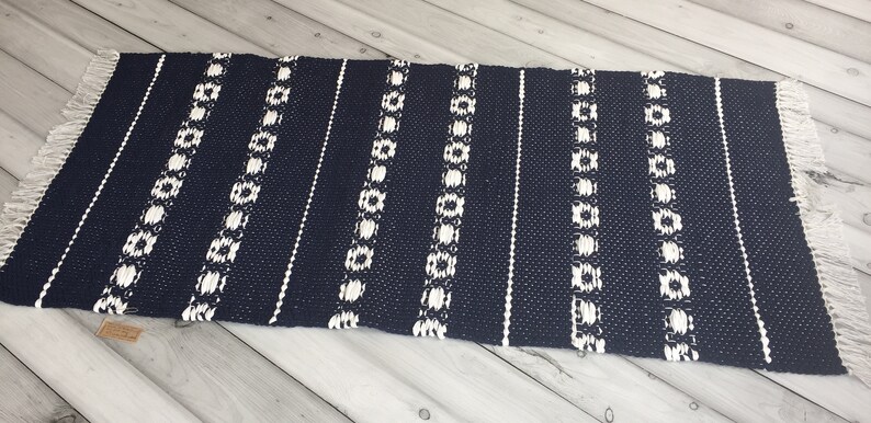 Dark Navy Rug Kitchen Runner Rug Scandinavian Rug Handwoven - Etsy