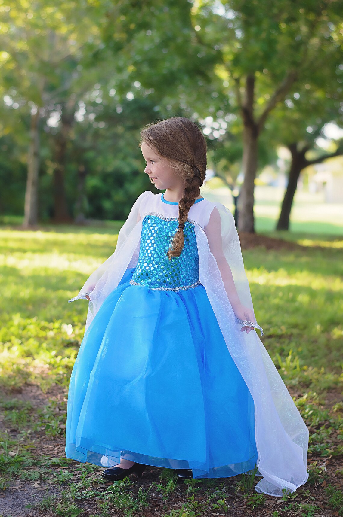 Elsa Dress - Frozen Inspired Princess Costume With Glitter Cape - Etsy