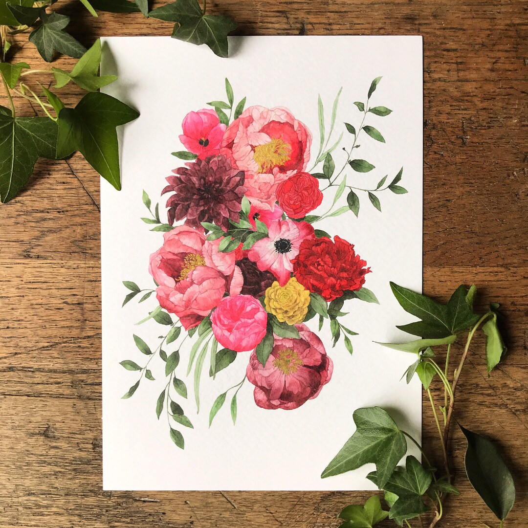 Floral Bouquet A5 Print - Etsy