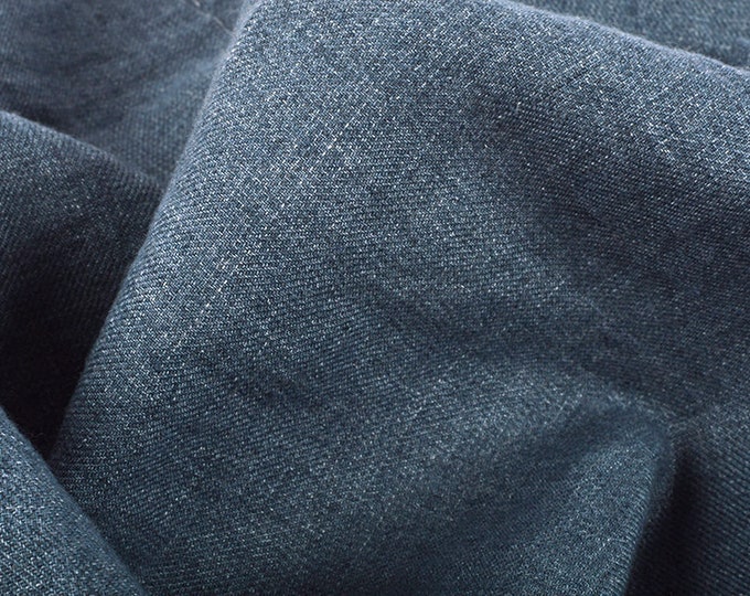 Softened Linen Wool Blend Fabric, Medium Weight Blue Gray Linen Wool ...