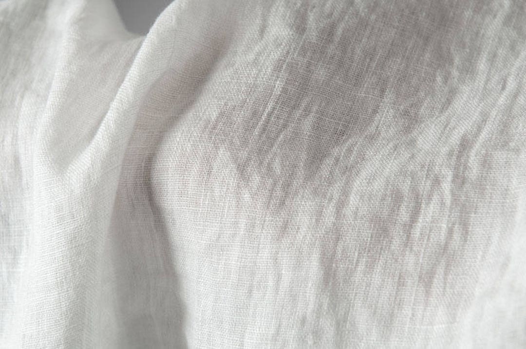 Softened White Linen Fabric, MEDIUM WEIGHT White Linen, 190 GSM, Washed ...