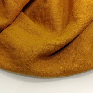 Linen Fabric, Washed Linen, 190gsm, Bright Gold Mustard Color. Linen ...