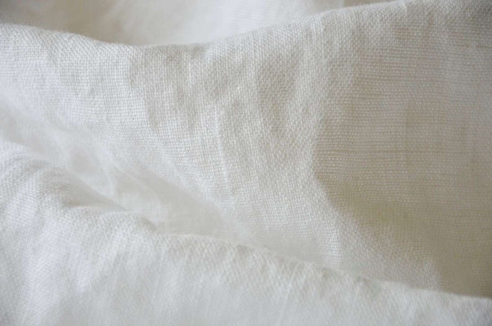 Softened White Linen Fabric, HEAVY Thick Soft Linen, 330 GSM, Washed ...
