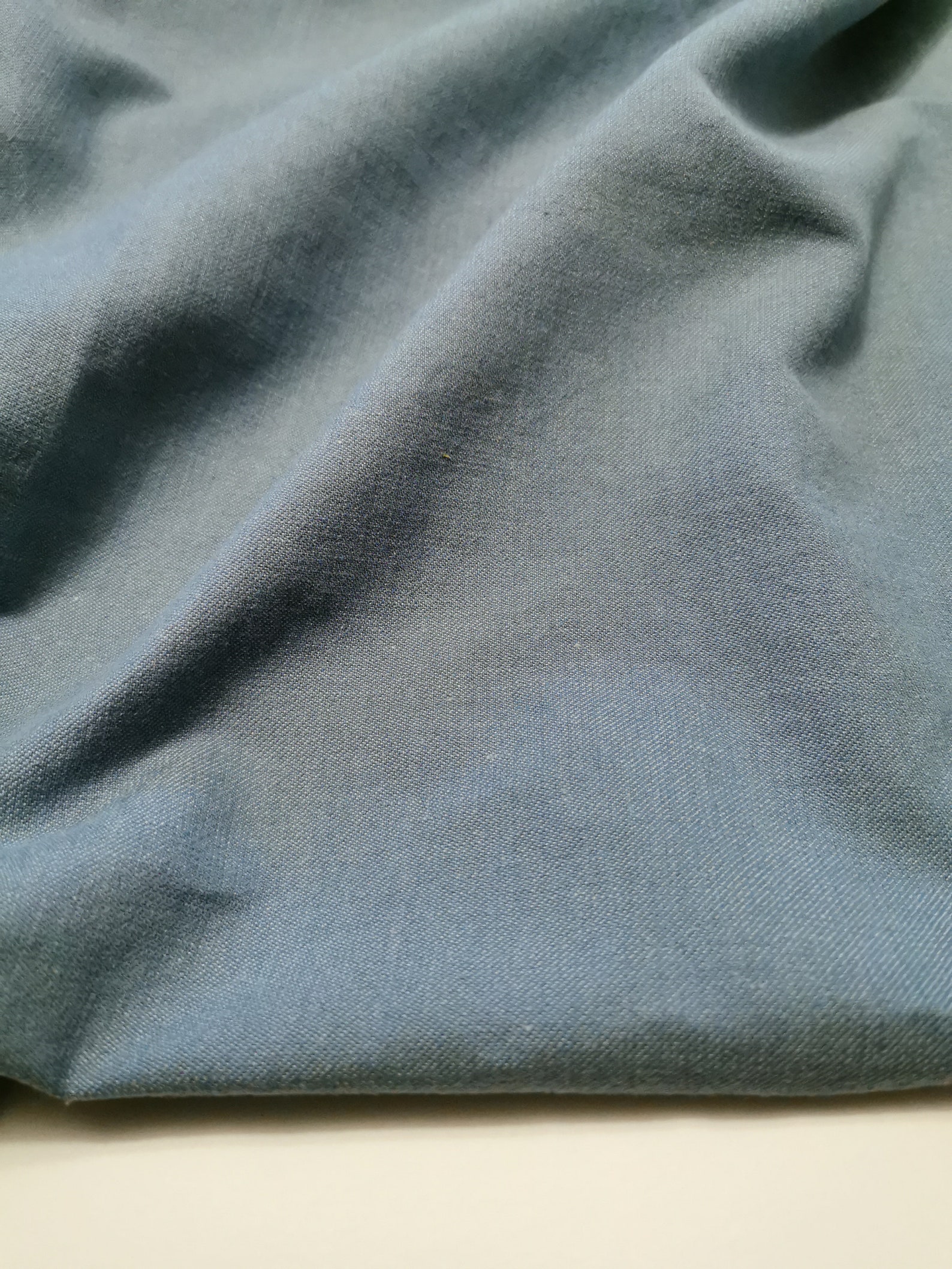 Softened linen cotton wool blend fabric medium weight sky | Etsy