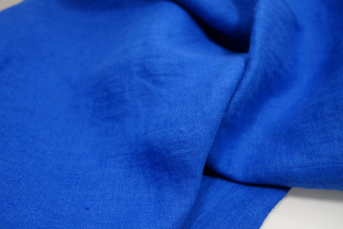 Linen Fabric Washed Linen 190gsm Bright Royal Blue Color. | Etsy