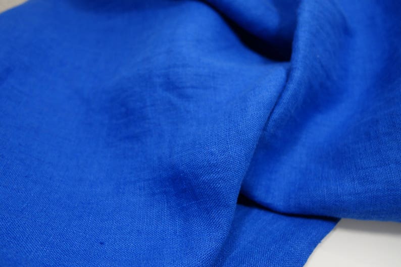 Linen Fabric, Washed Linen, 190gsm, Bright Royal Blue Color. Linen ...