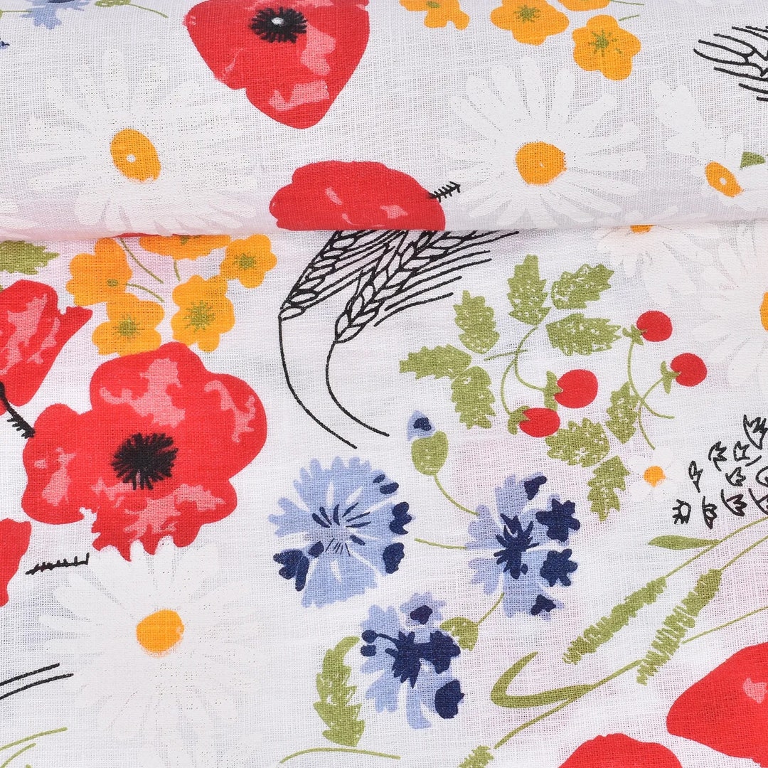 Floral Linen Fabric, Washed Linen, 205 Gsm, Flower Linen. Linen Fabric ...