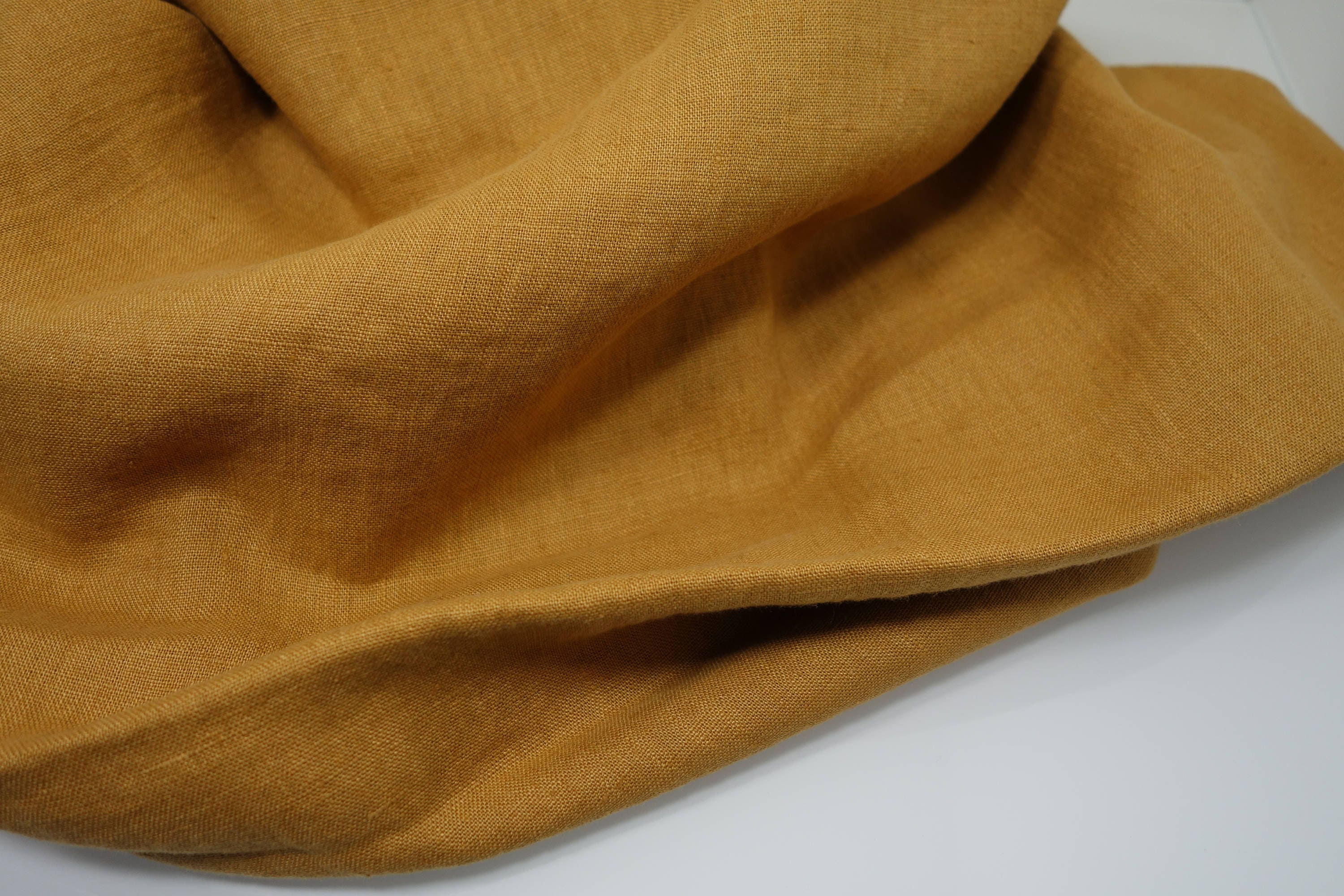 Softened Pure Linen Fabric Mustard Color Linen Medium Weight | Etsy