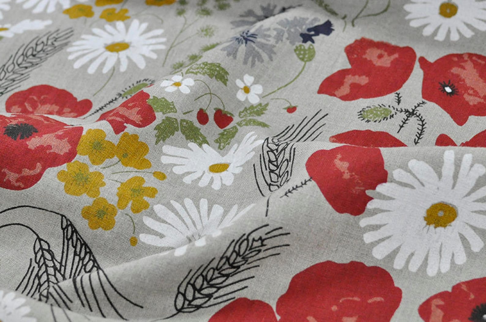 Floral Linen Fabric Washed Linen 205 Gsm Flower Linen. - Etsy