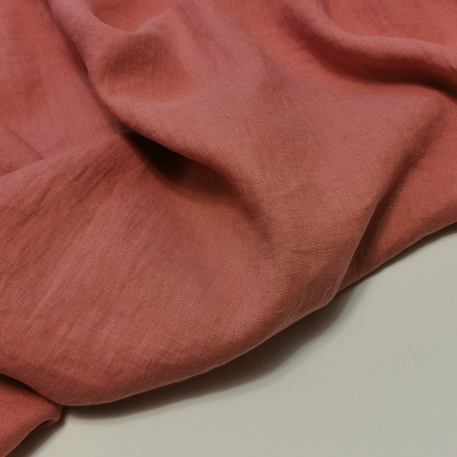 Softened pure linen fabric dusty pink linen medium weight | Etsy