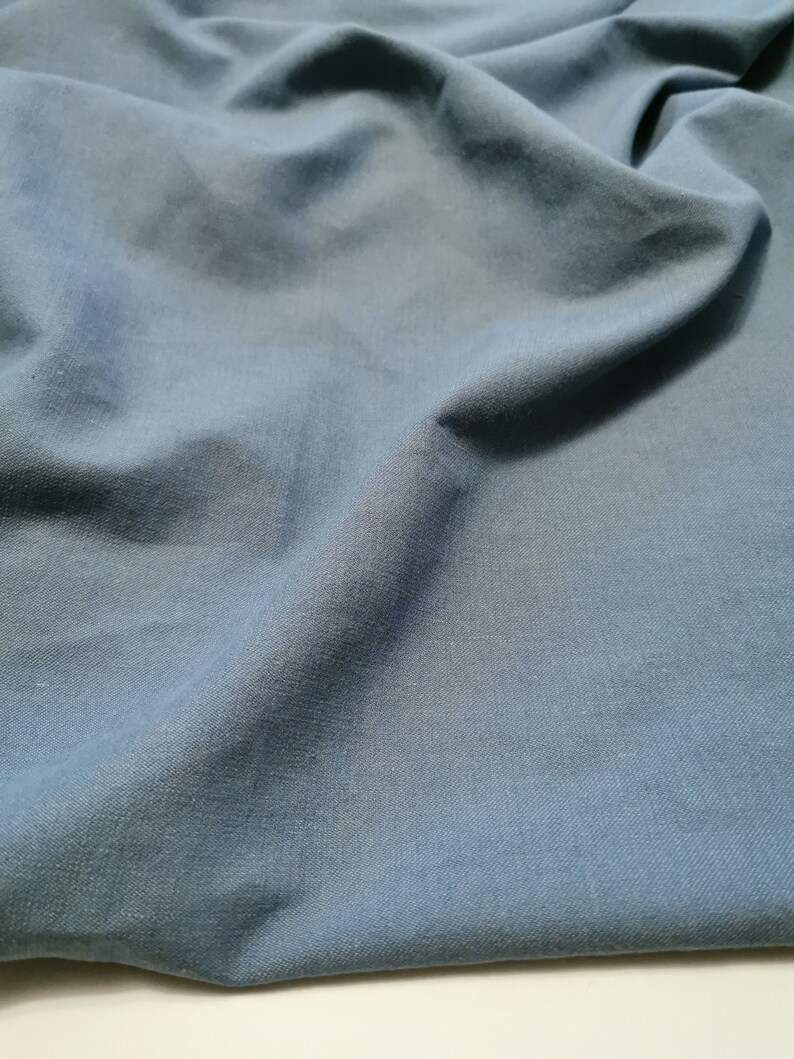 Softened Linen Cotton Wool Blend Fabric Medium Weight Sky | Etsy