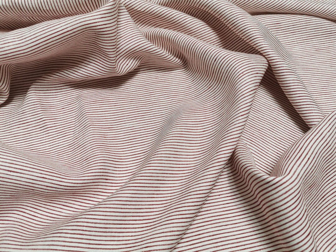 Softened Pure Linen Fabric White Red Striped Linen Fabric - Etsy