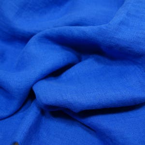 Linen Fabric, Washed Linen, 190gsm, Bright Royal Blue Color. Linen ...