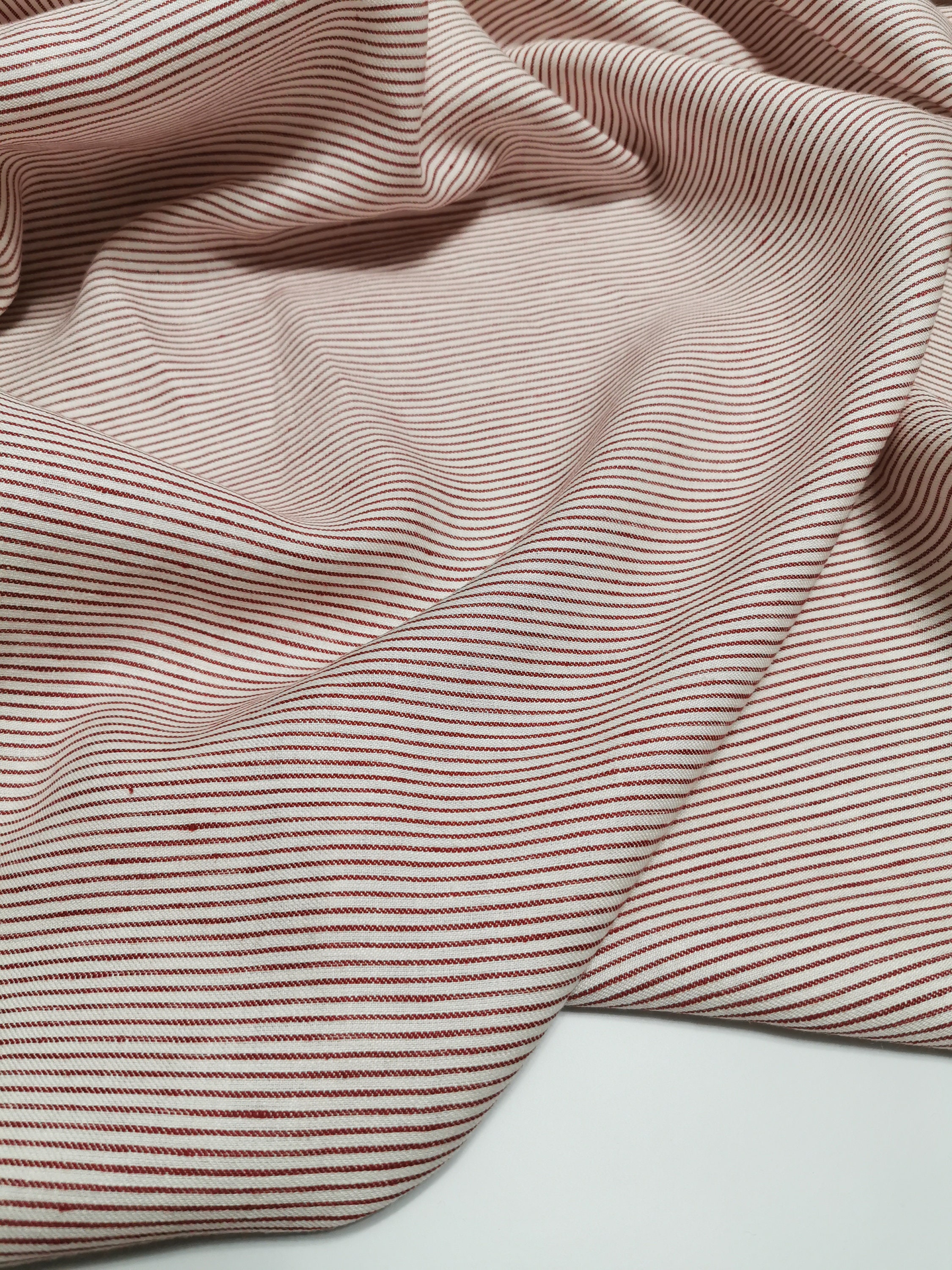 Softened Pure Linen Fabric White Red Striped Linen Fabric - Etsy