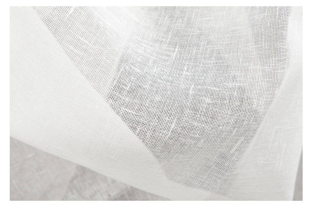 Softened White Linen Fabric, VERY LIGHT Weight, Thin Semi-sheer White ...