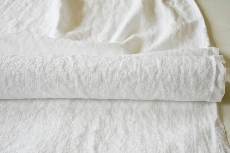 Softened White Linen Fabric, HEAVY Thick Soft Linen, 330 GSM, Washed ...