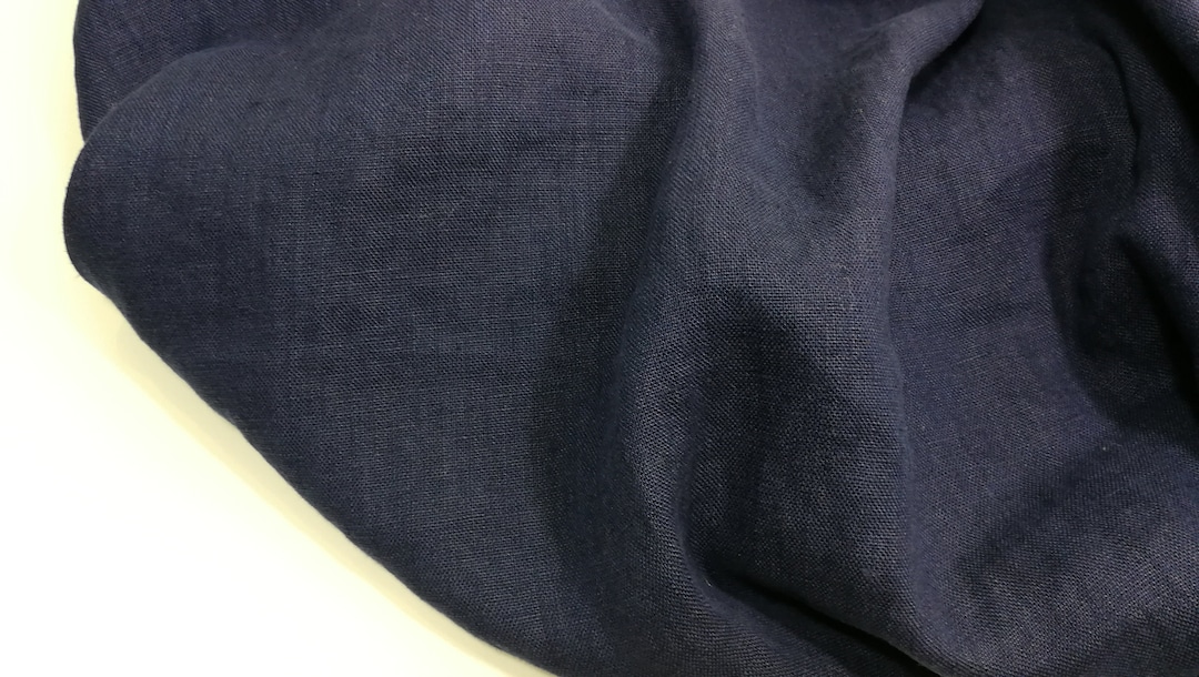 Linen Fabric, Washed Linen, 190gsm, Blue, Dark Blue Color. Linen Fabric ...