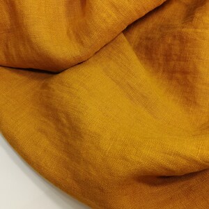 Linen Fabric, Washed Linen, 190gsm, Bright Gold Mustard Color. Linen ...