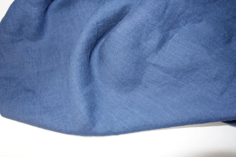 Linen Fabric, Washed Linen, 190gsm, Blue Color. Linen Fabric by the ...