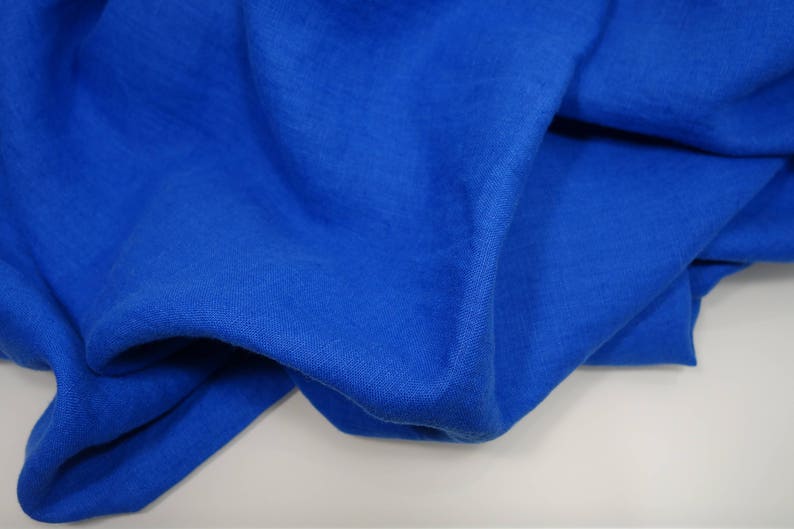 Linen Fabric, Washed Linen, 190gsm, Bright Royal Blue Color. Linen ...