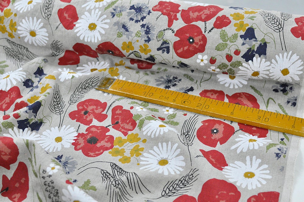 Floral Linen Fabric Washed Linen 205 Gsm Flower Linen. - Etsy