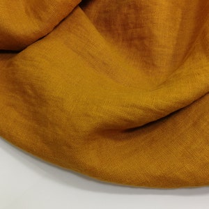 Linen Fabric, Washed Linen, 190gsm, Bright Gold Mustard Color. Linen ...