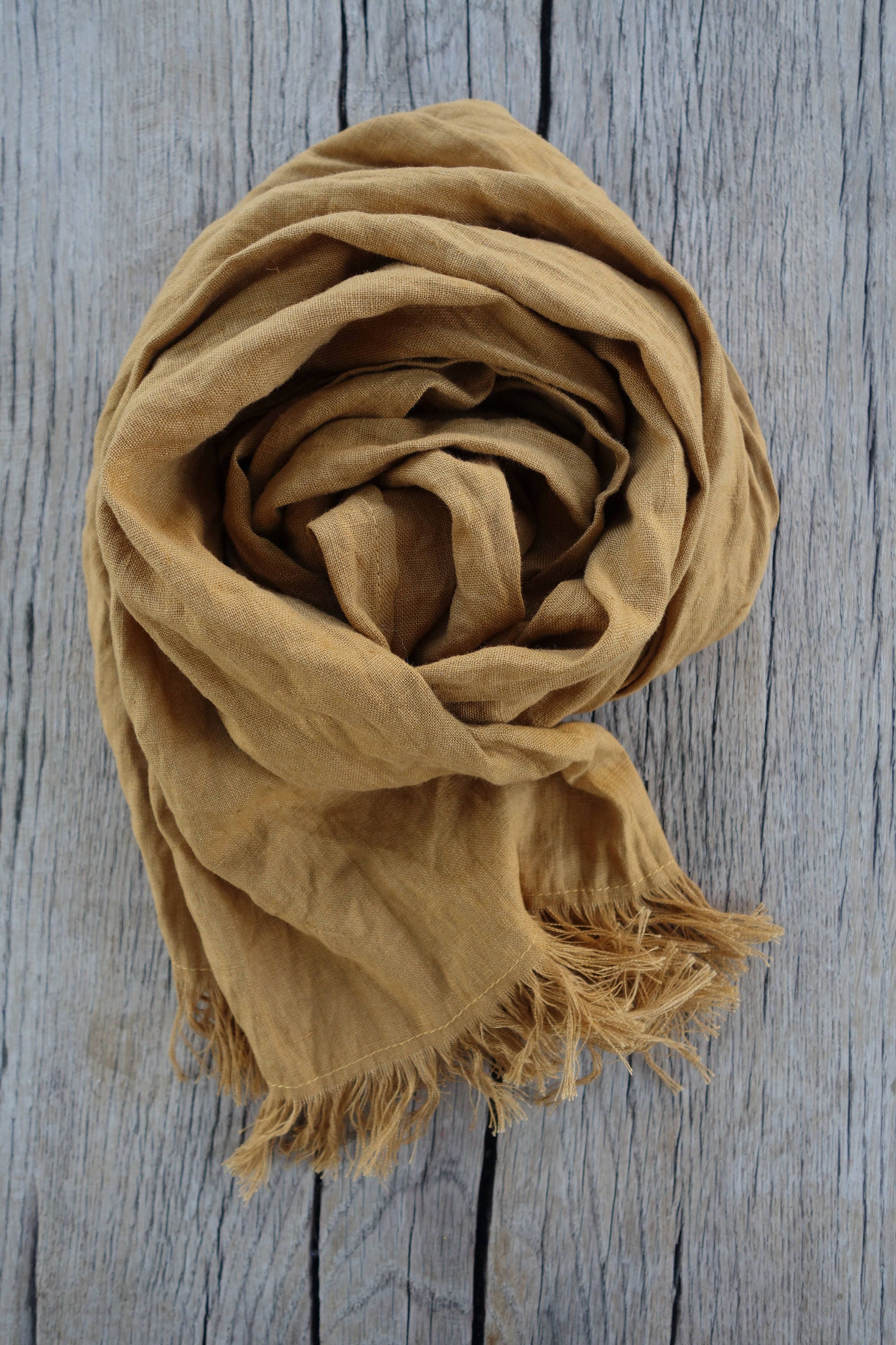 Long Mustard Linen Scarf Pure Linen Shawl Unisex Scarf | Etsy