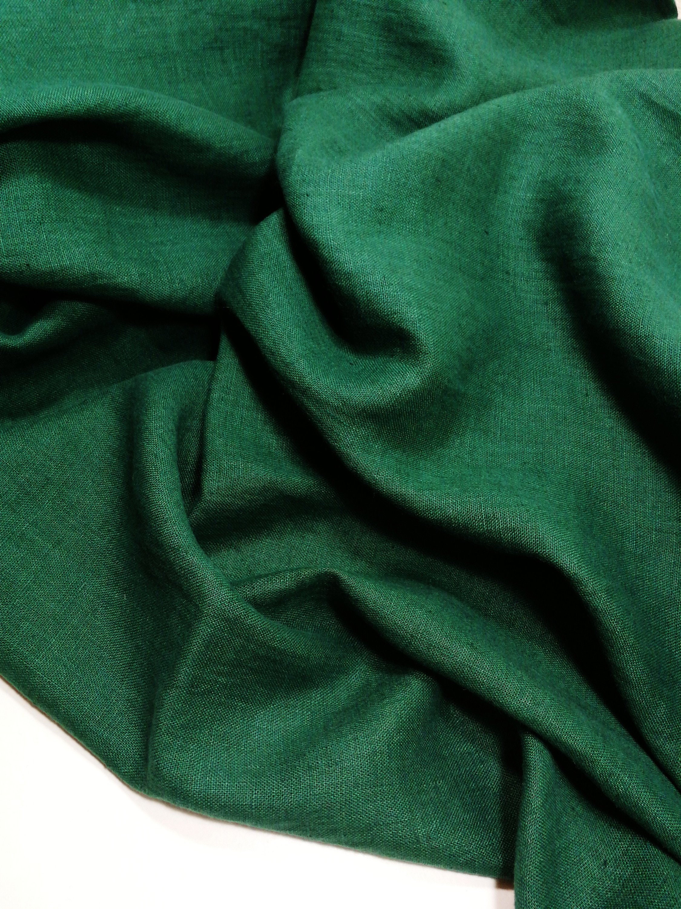 Softened Pure Linen Fabric Dark Green Linen Medium Weight - Etsy