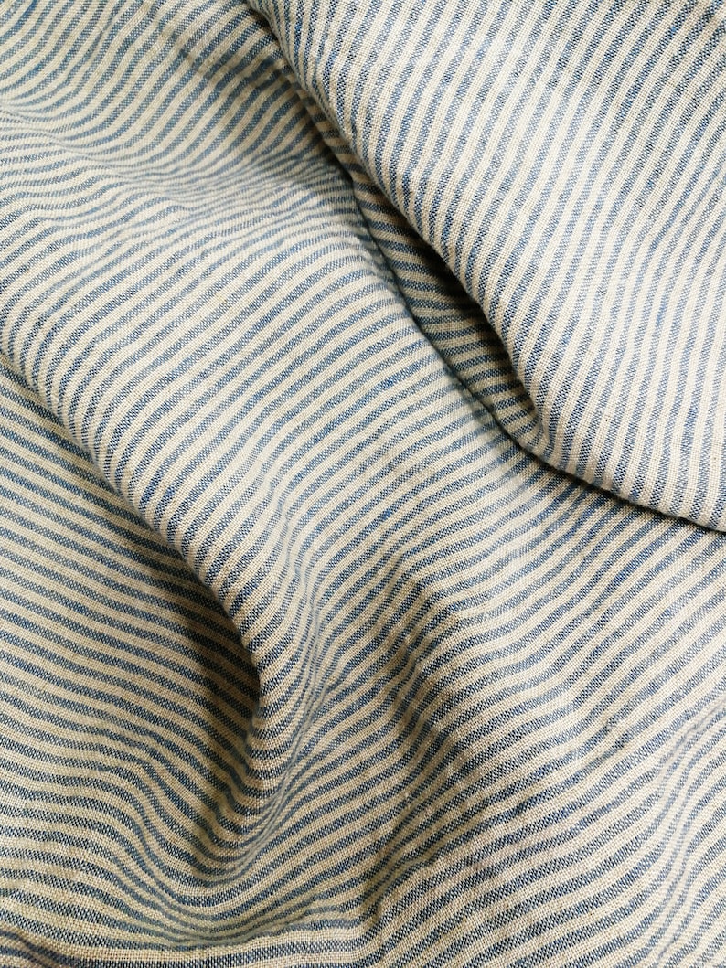 Tissu en lin pur ramolli tissu en lin à rayures bleues - Etsy France