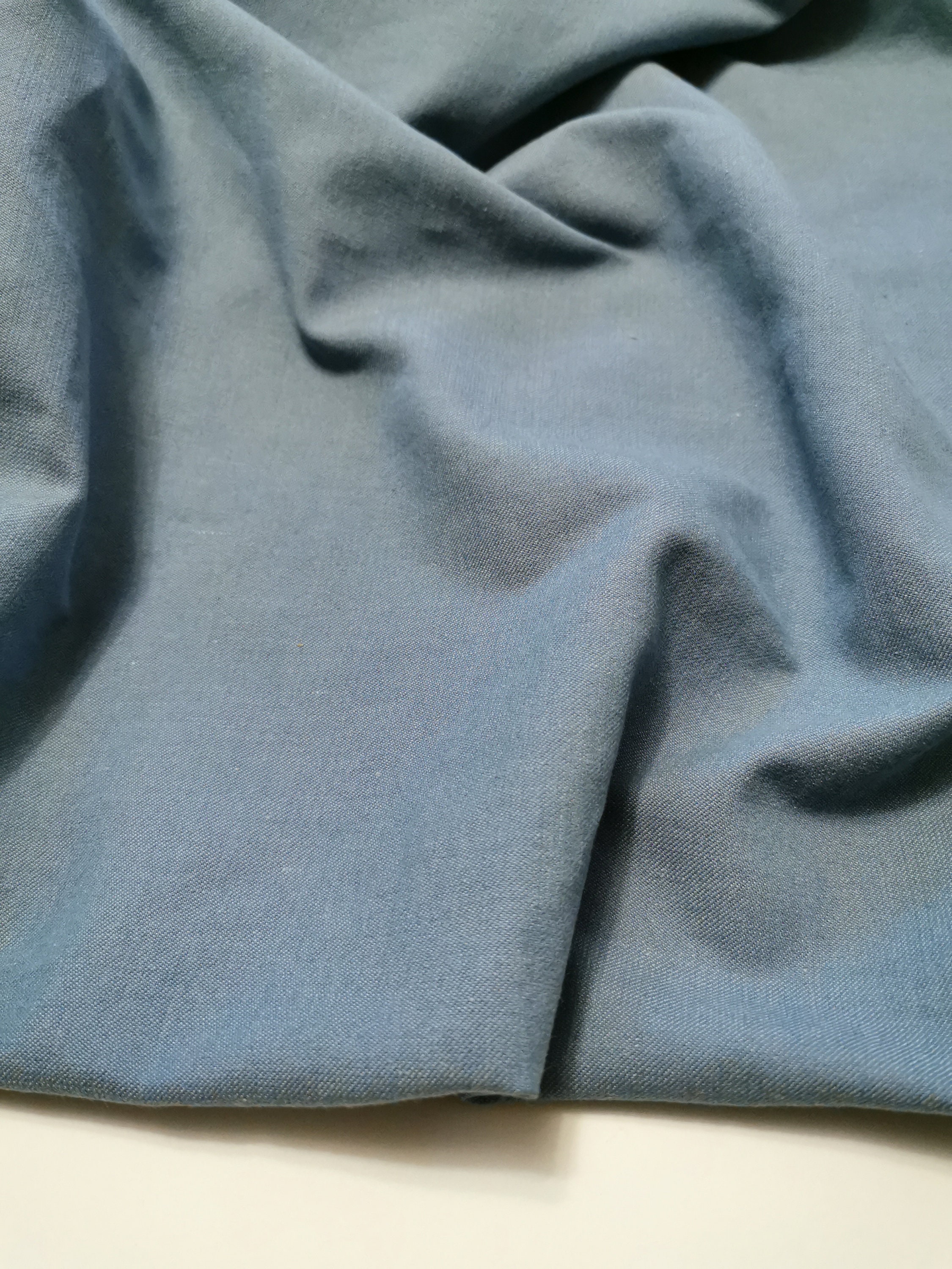 Softened linen cotton wool blend fabric medium weight sky | Etsy
