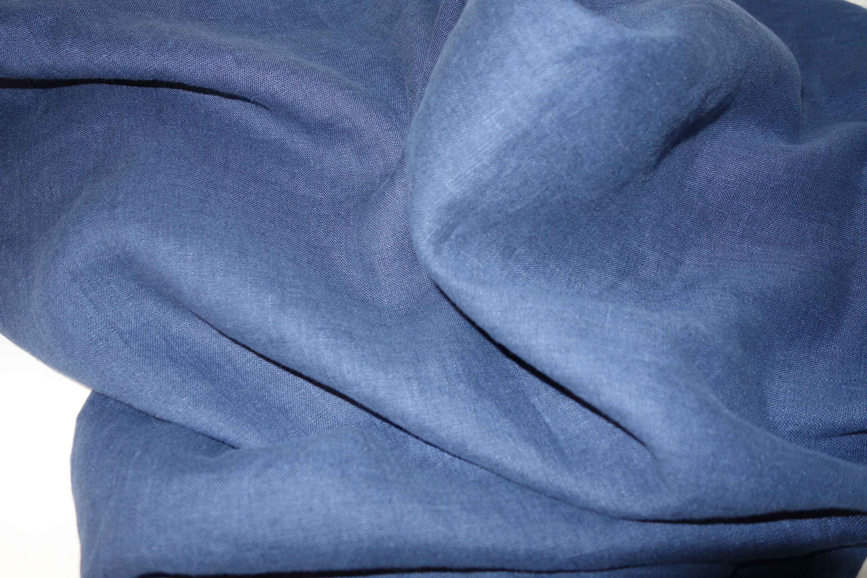 Linen Fabric, Washed Linen, 190gsm, Blue Color. Linen Fabric by the ...
