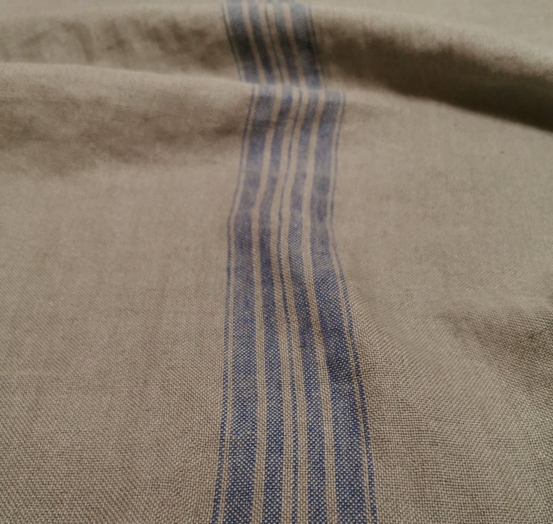 Striped Linen Fabric by the Meter Darker Natural Linen - Etsy