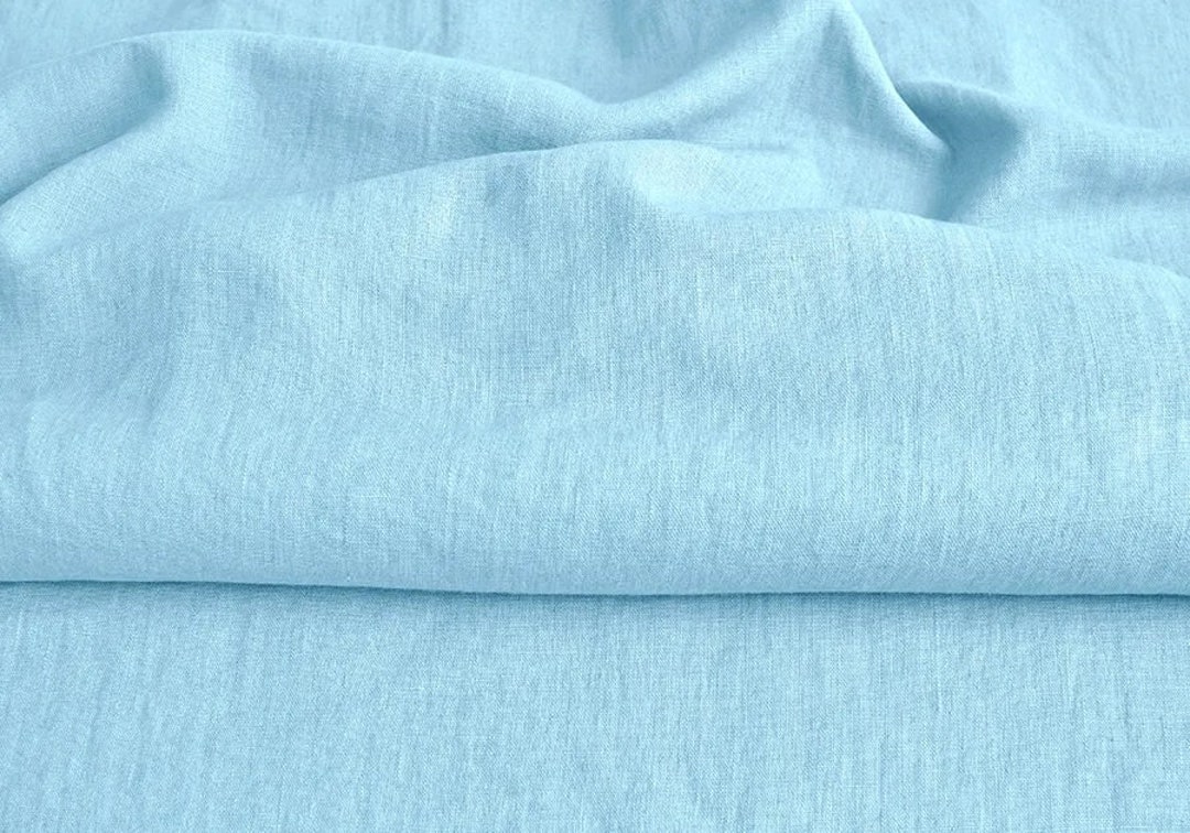 Linen Fabric, Washed Linen, 190gsm, Sky Blue Color. Linen Fabric by the ...