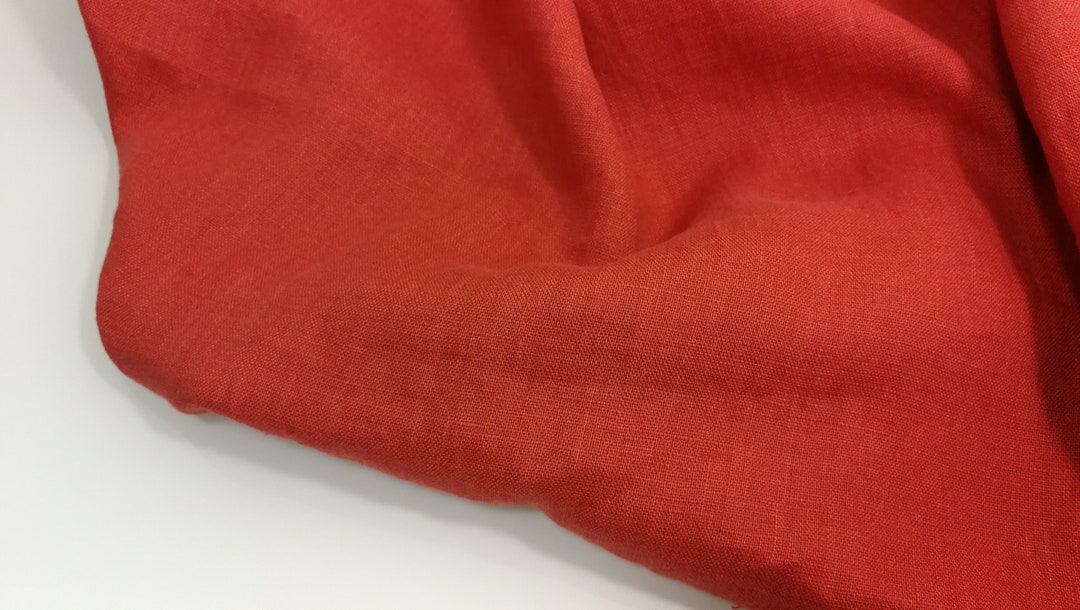 Softened Pure Linen Fabric, Red Brick Linen, Medium Weight Pre-washed ...