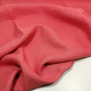 Softened Linen Fabric, Living Coral Color Linen, Washed Linen for ...
