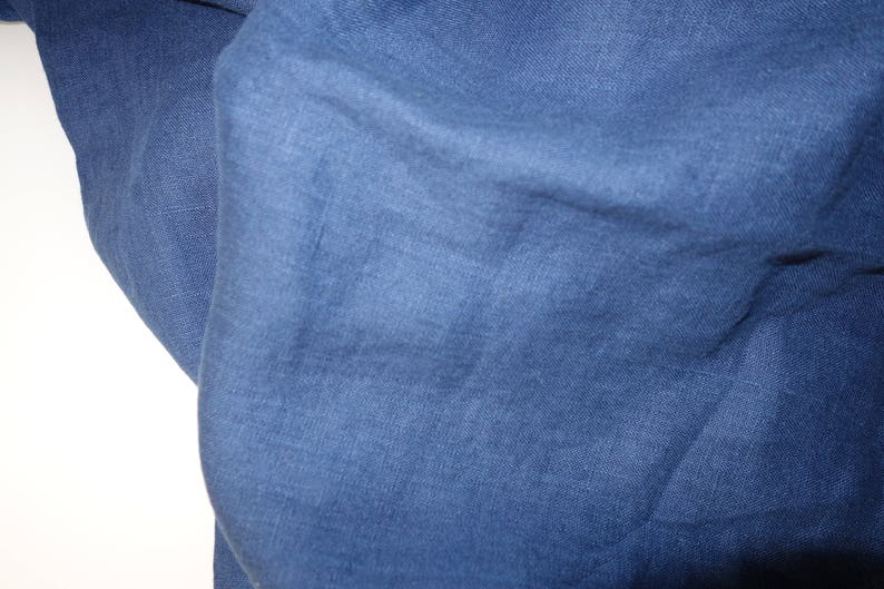 Linen Fabric, Washed Linen, 190gsm, Blue Color. Linen Fabric by the ...