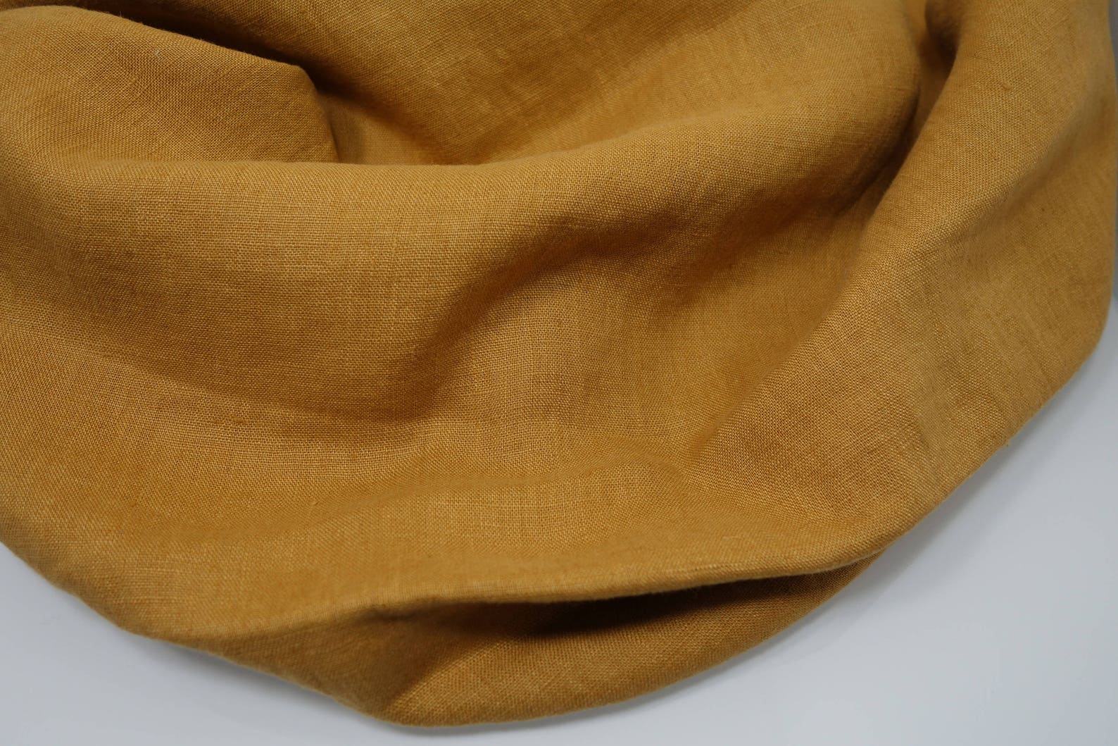 Softened Pure Linen Fabric Mustard Color Linen Medium Weight | Etsy