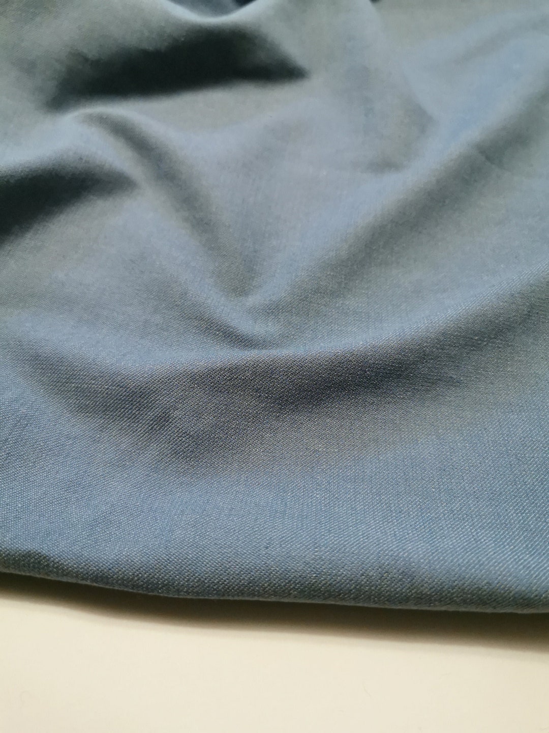 Softened Linen Cotton Wool Blend Fabric, Medium Weight Sky Blue Linen ...
