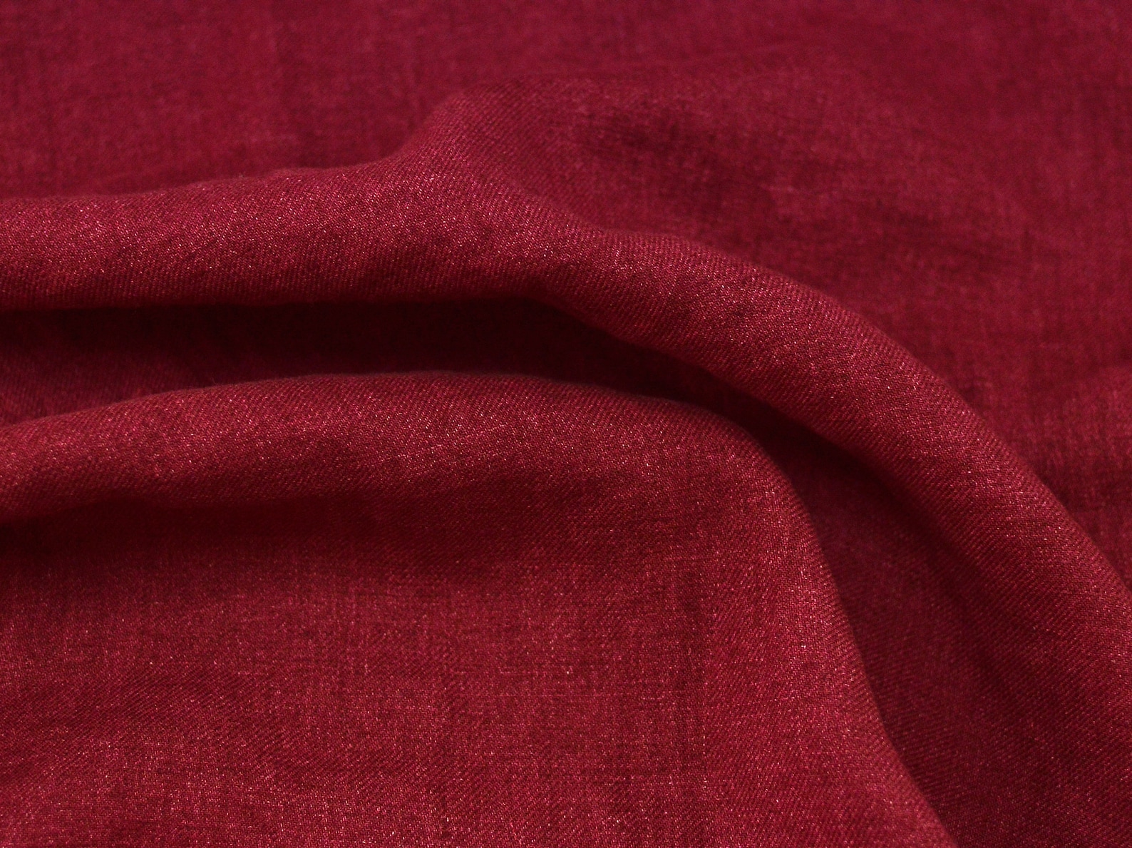Softened Linen Wool Blend Fabric, Medium Weight Burgundy Red Linen Wool ...