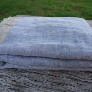 Double Sided Linen Blanket, Fringed Linen Blanket, Linen Throw, Light ...