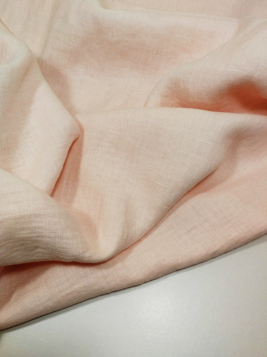 Softened Pure Linen Fabric, Pale Pink Linen, Medium Weight Pre-washed ...