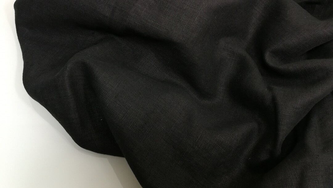 Linen Fabric, Washed Linen, 190gsm, Black Color. Linen Fabric by the ...