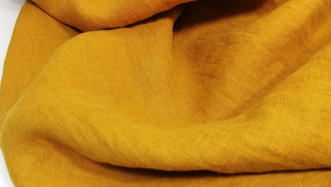 Linen Fabric Washed Linen 190gsm Bright Gold Mustard Color. | Etsy
