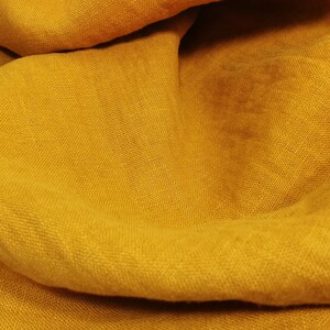 Linen Fabric, Washed Linen, 190gsm, Bright Gold Mustard Color. Linen ...