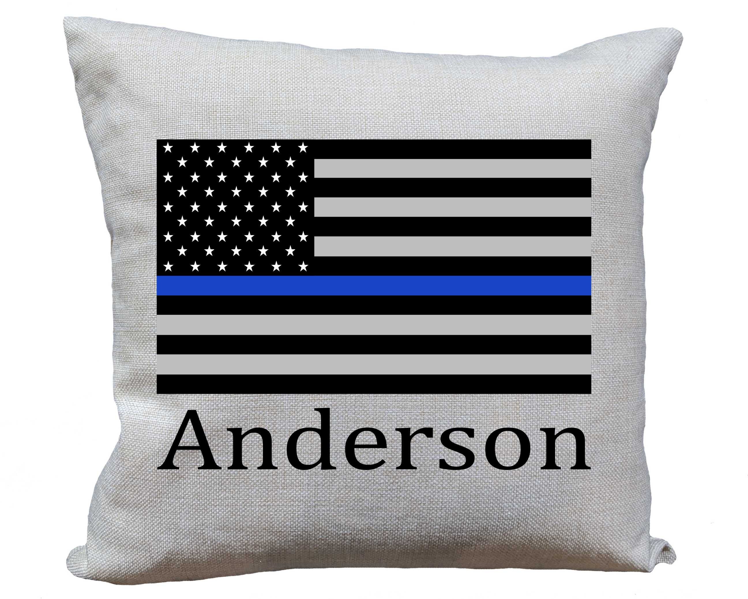 Custom Thin Blue Line Flag Pillow, Police Wife Gift, Blue Lives Matter ...