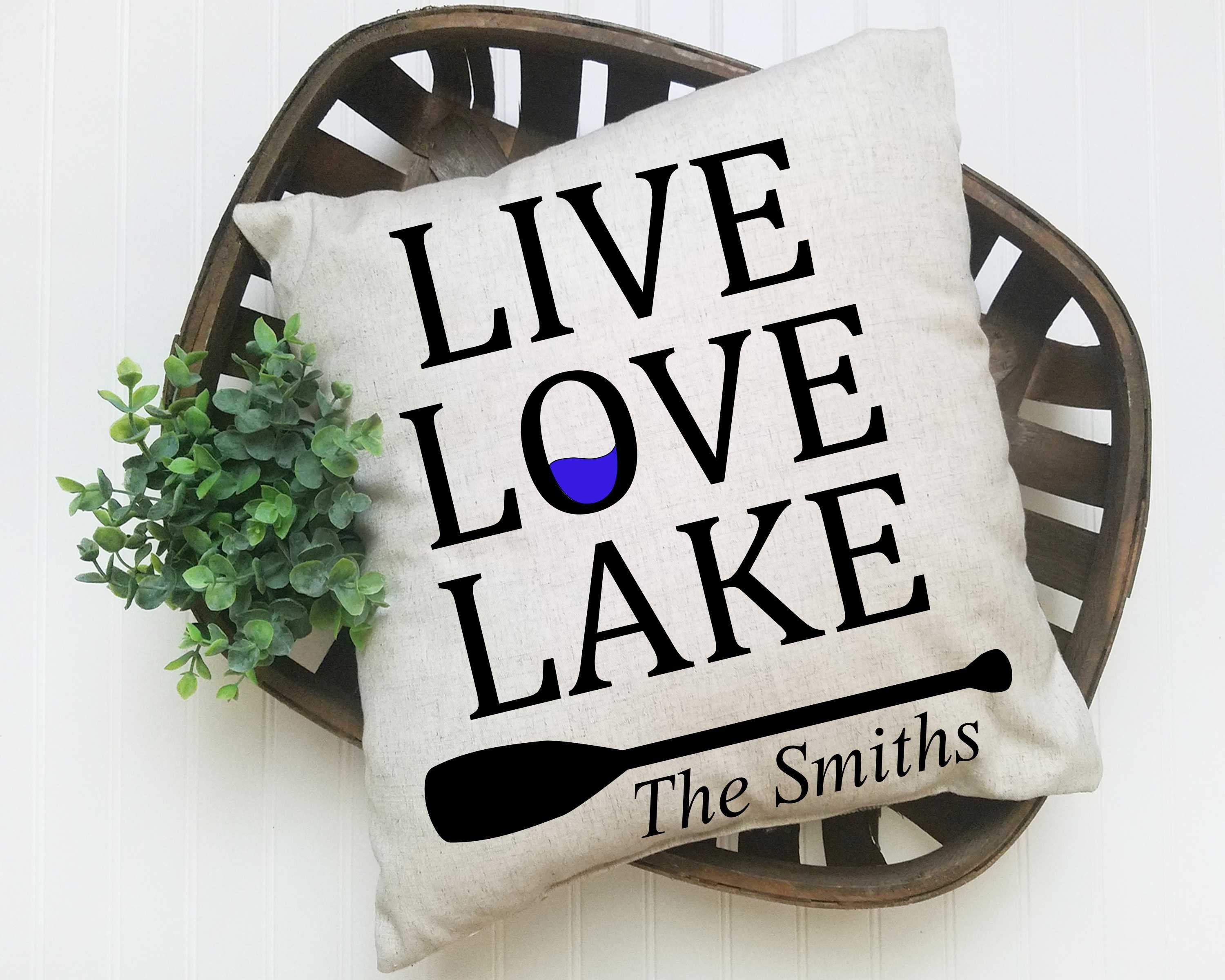 Personalized Lake House Pillow, Live Love Lake, Lake House Decor, Cabin ...