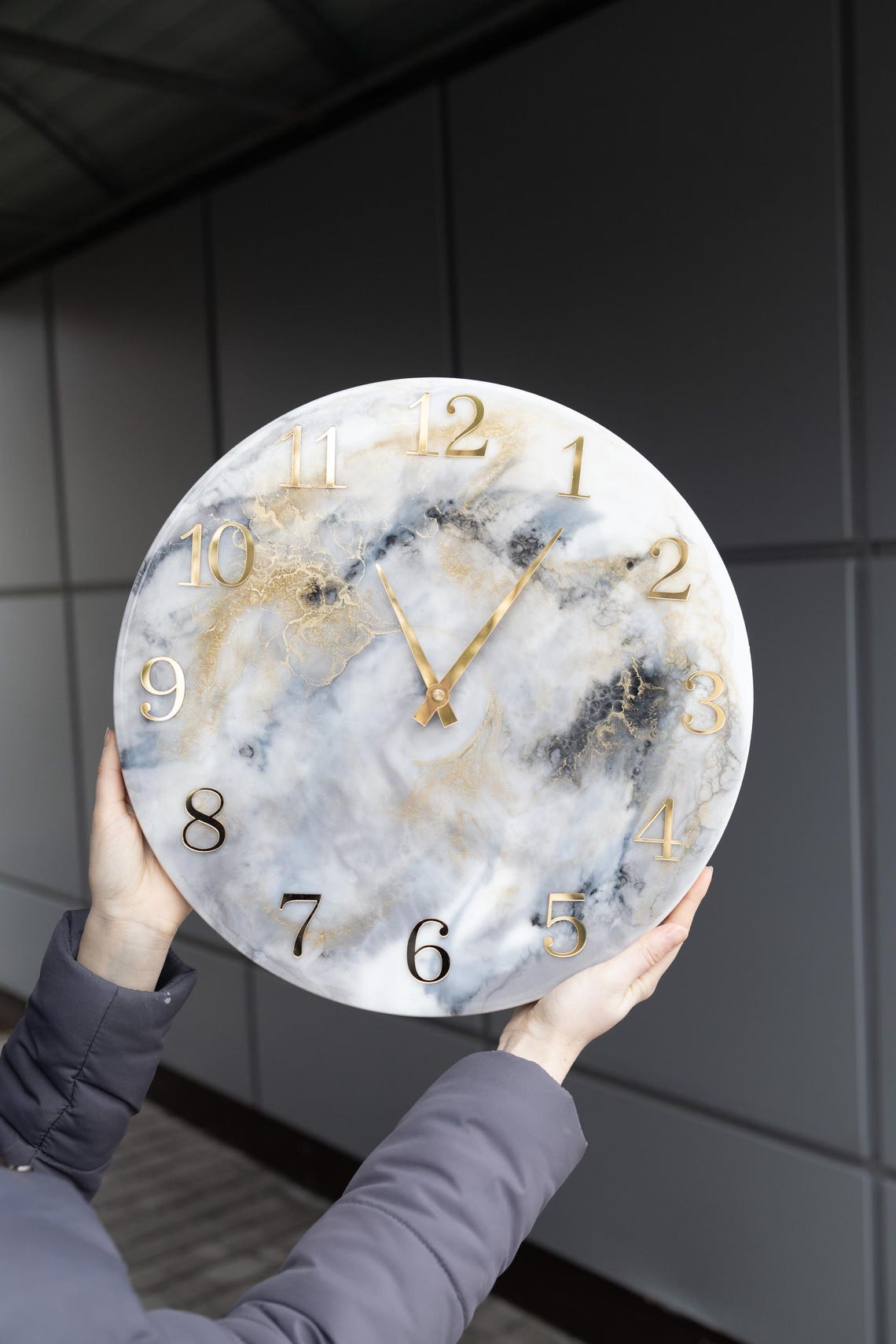 Marble Design Resin Wall Clock: Modern Minimalist Art - Etsy